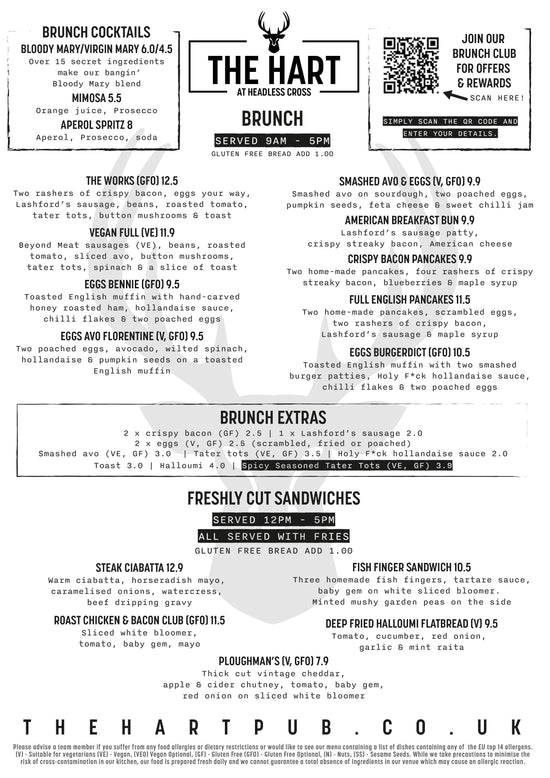 FOOD MENUS – The Hart Pub
