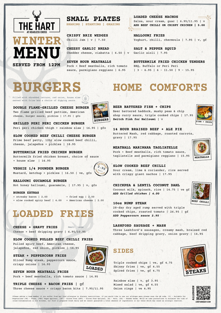 FOOD MENUS – The Hart Pub