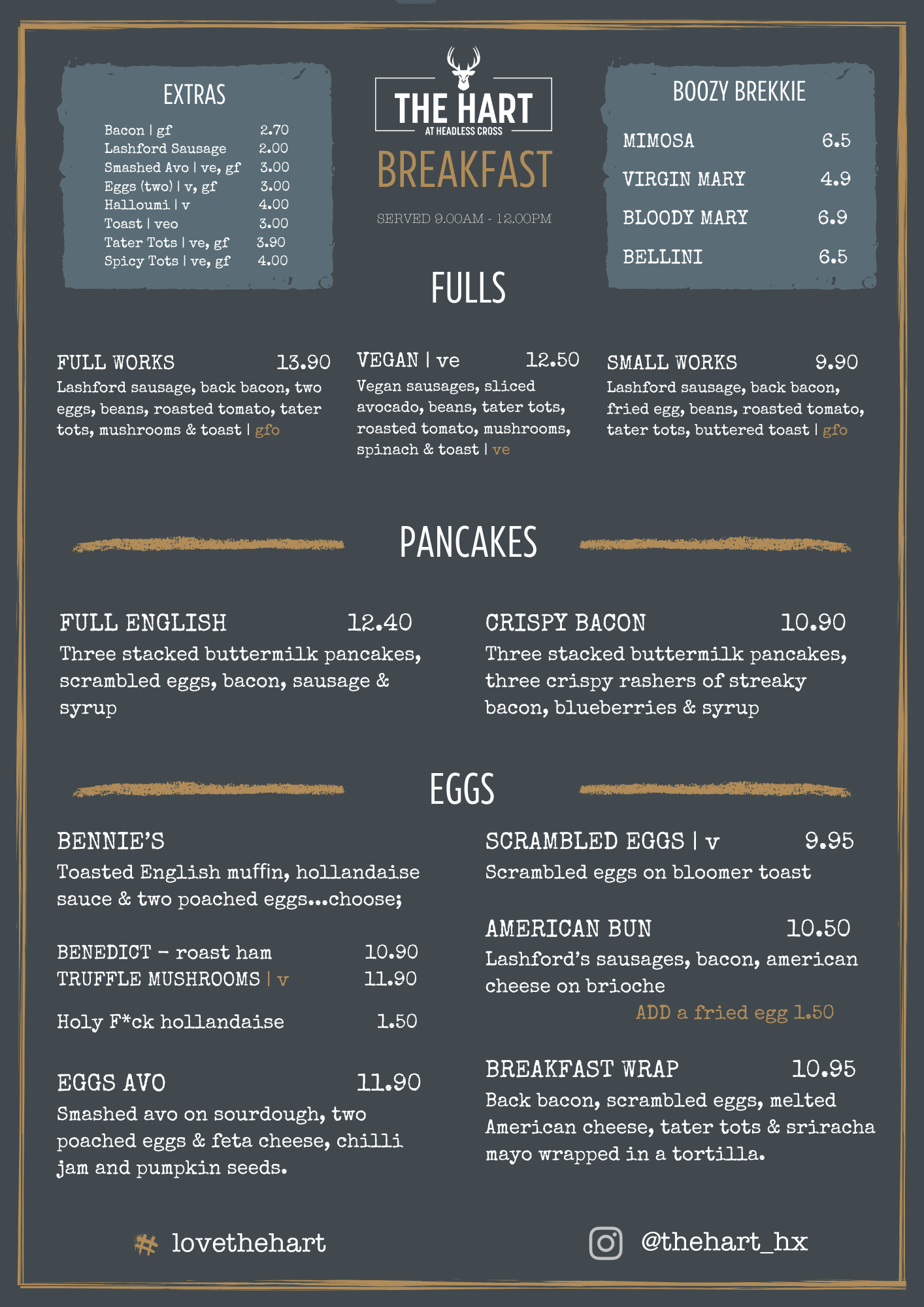 FOOD MENUS – The Hart Pub