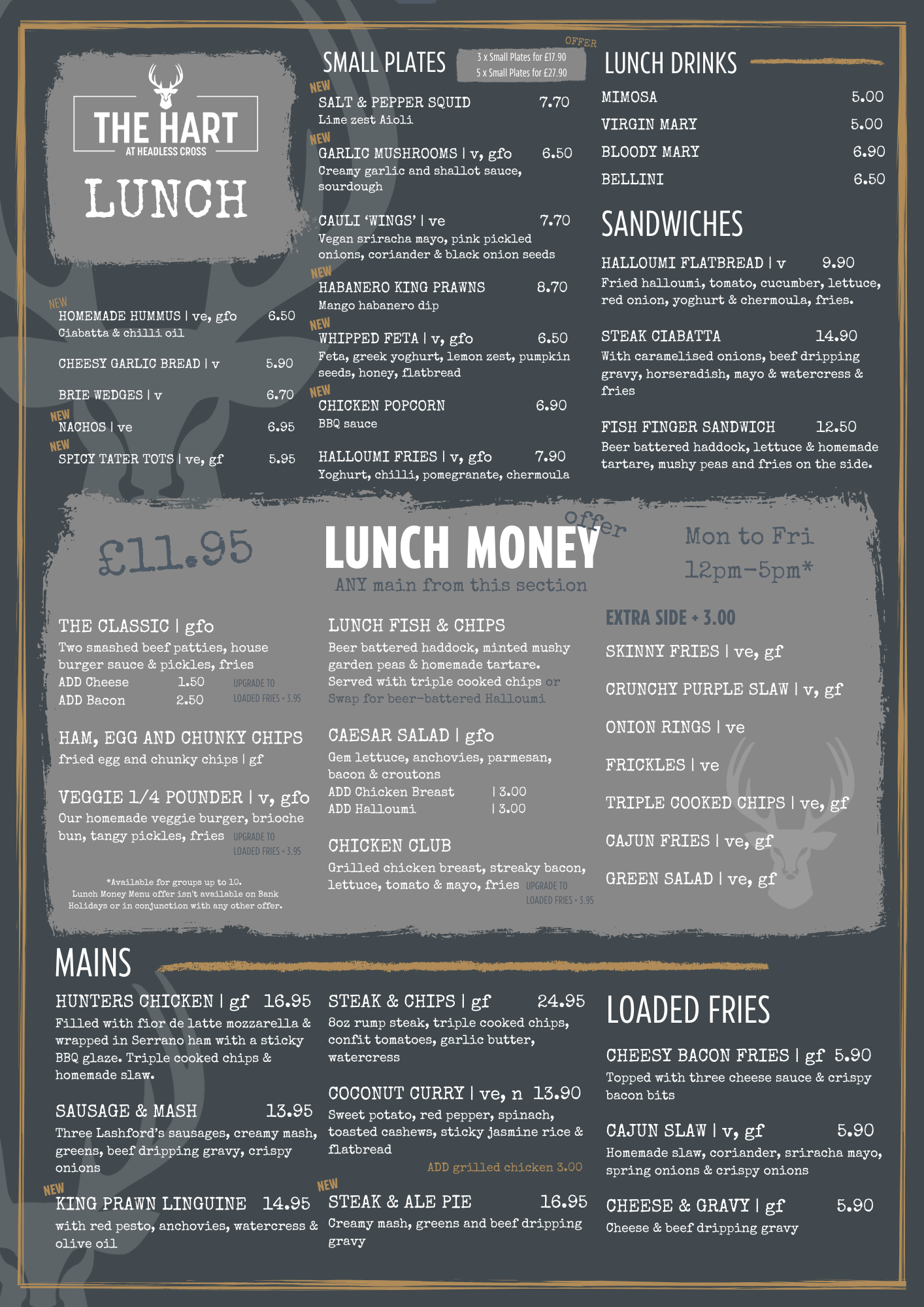 FOOD MENUS – The Hart Pub