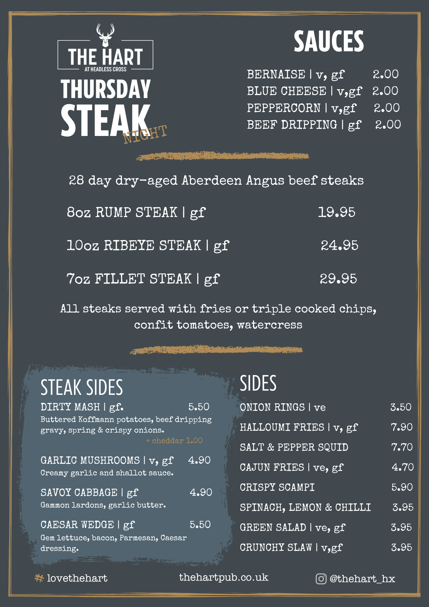 FOOD MENUS – The Hart Pub
