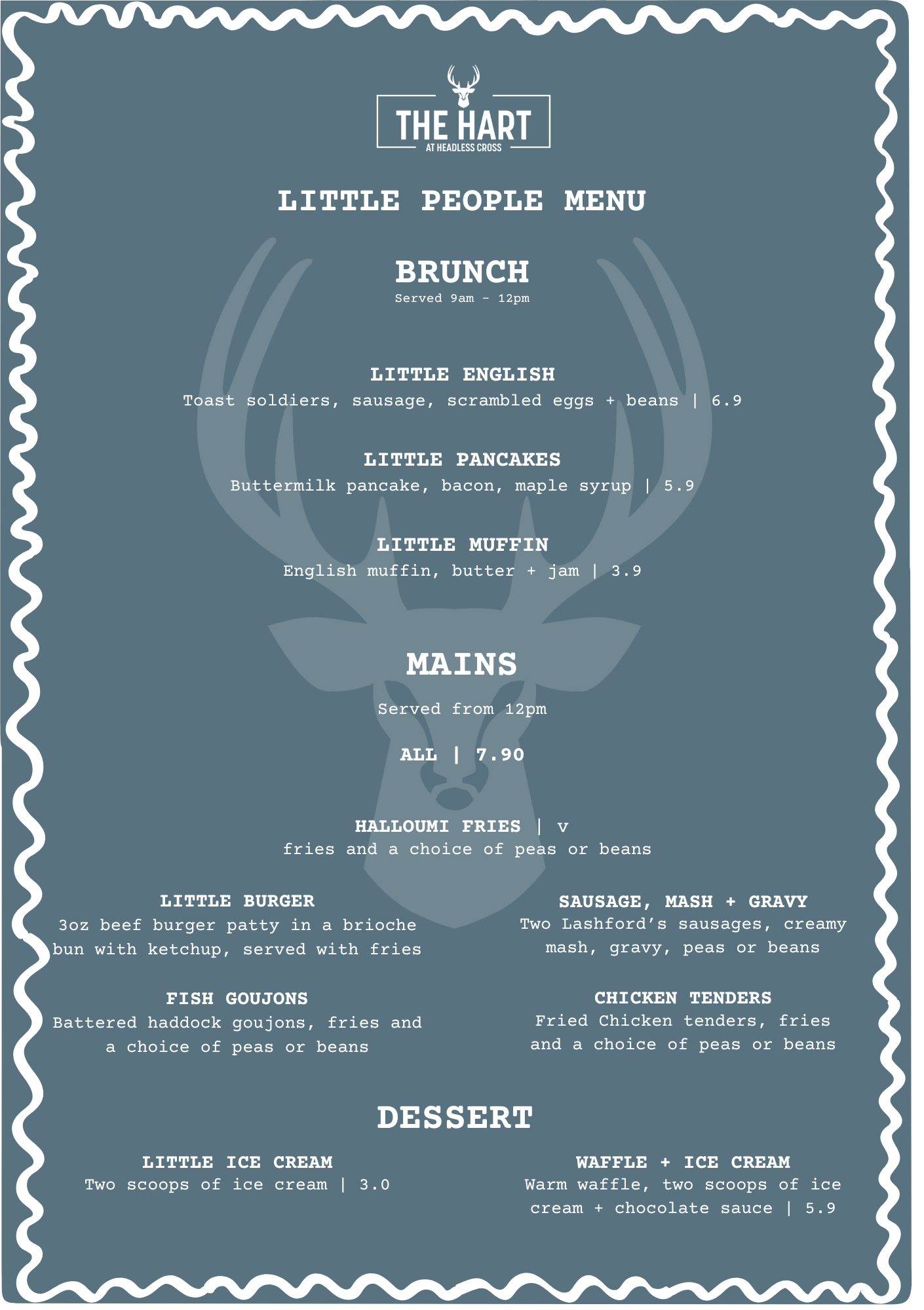 FOOD MENUS – The Hart Pub