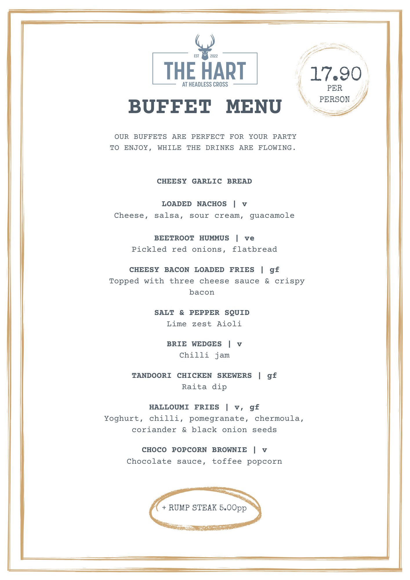FOOD MENUS – The Hart Pub