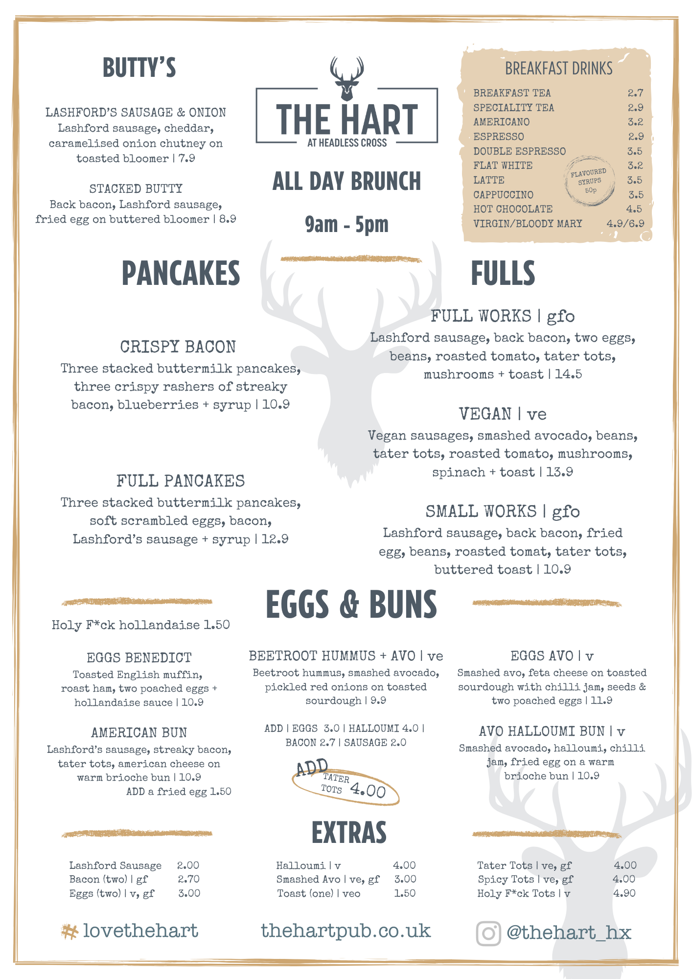 FOOD MENUS – The Hart Pub